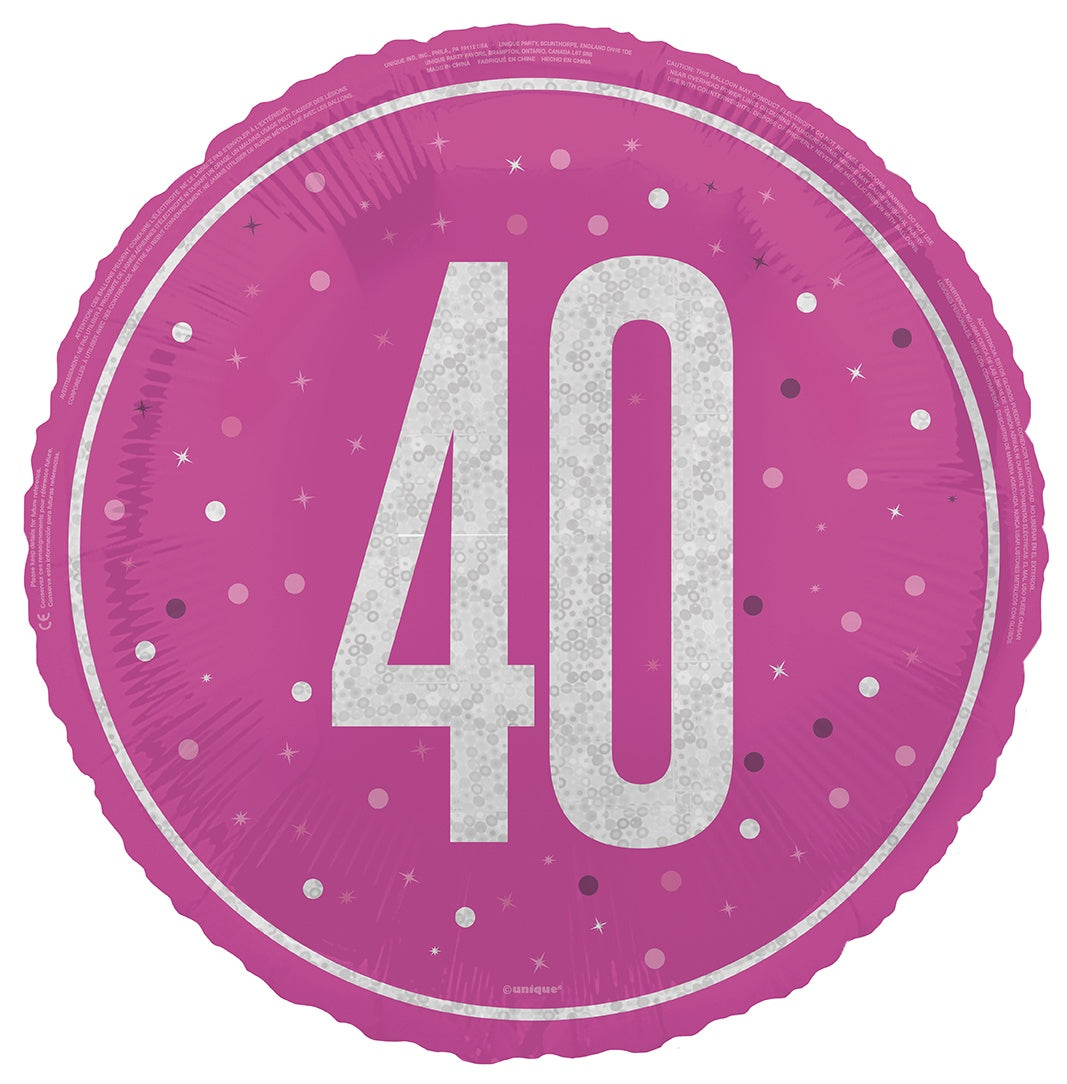 18" FOIL - 40th - PINK GLITZ – Partica